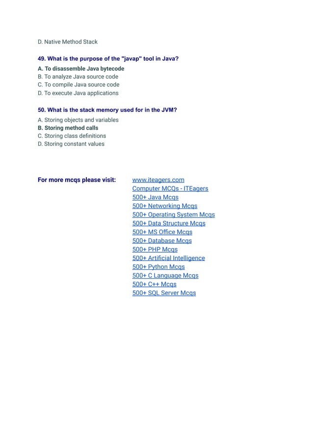 Java MCQs.pdf | Programming Languages | Computing