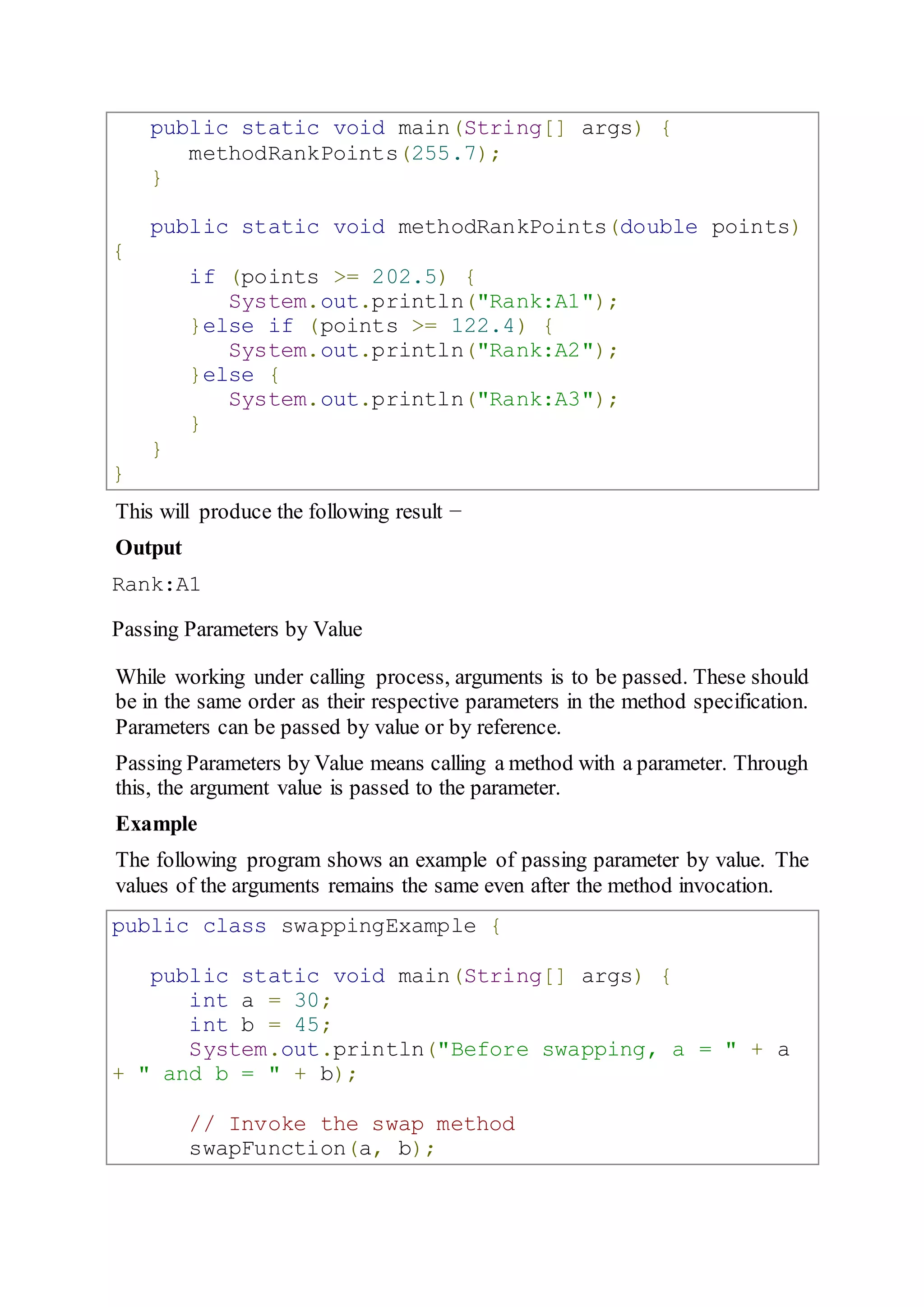 Methods in Java | DOCX