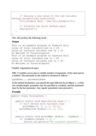 Methods in Java | DOCX | Programming Languages | Computing