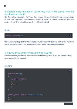 Java Multithreading Interview Questions PDF By ScholarHat | PDF
