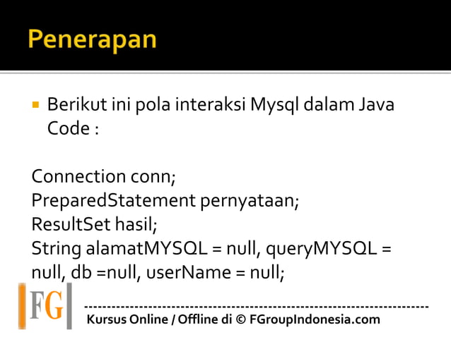 Modul Kelas Programming : Java MySQL | PPT