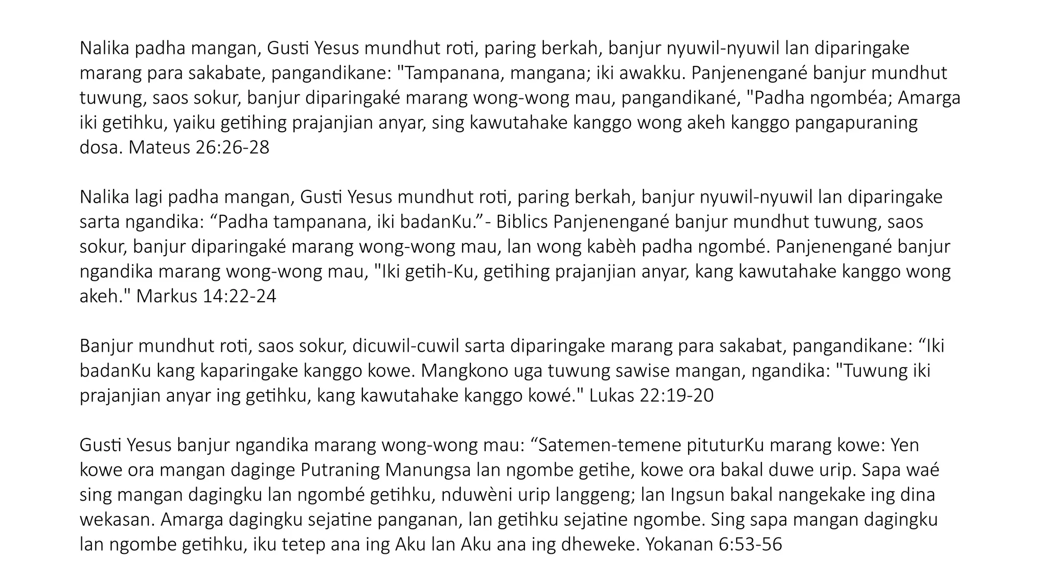 Javanese (Basa Jawa) - The Precious Blood of Jesus Christ - Getih ...