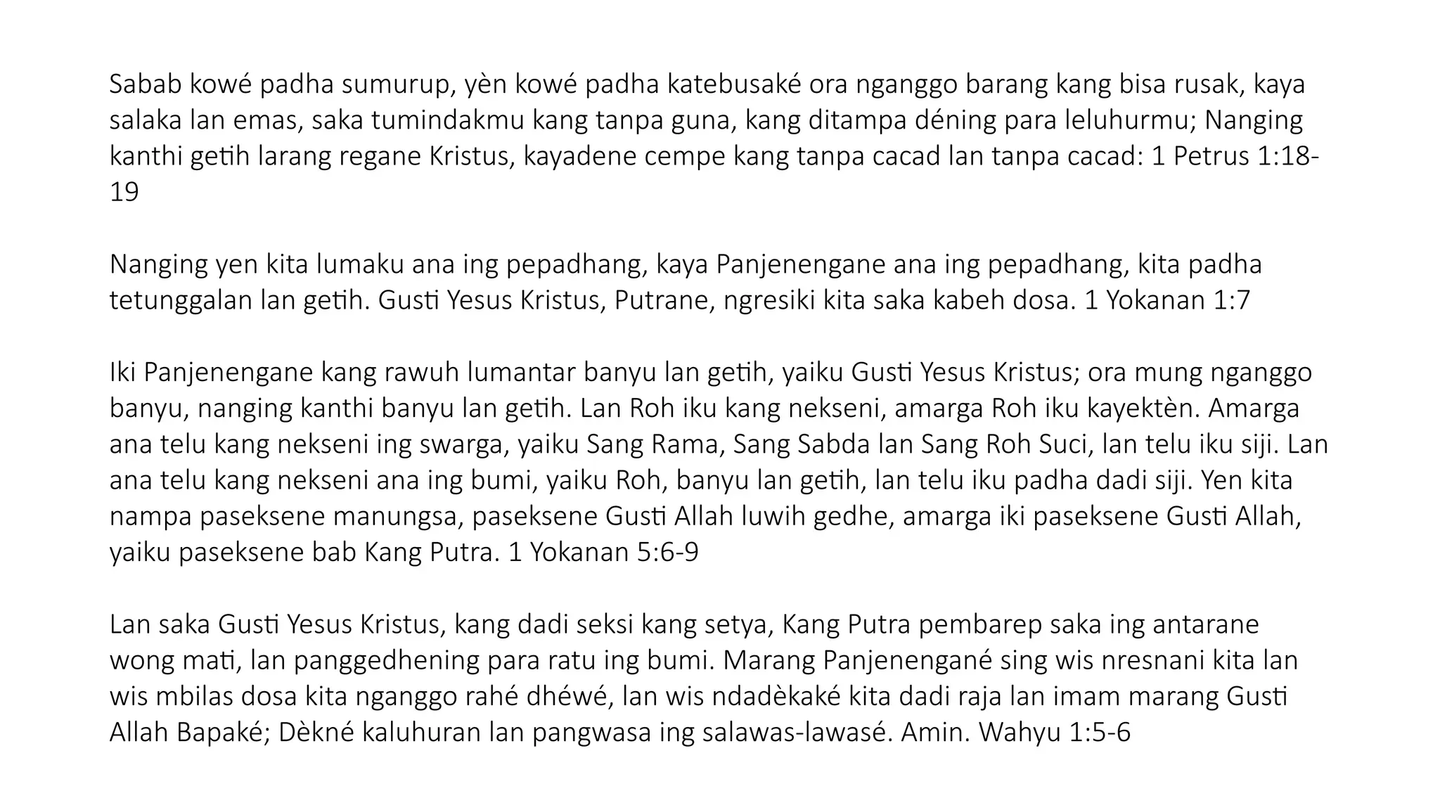 Javanese (Basa Jawa) - The Precious Blood of Jesus Christ - Getih ...