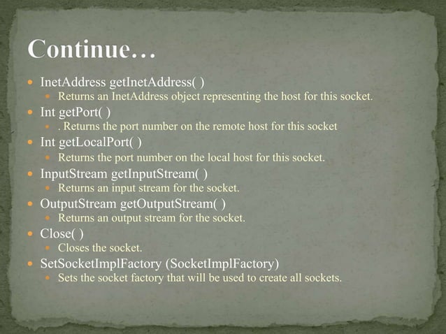Javanetworkingbasicssocketsoverview | PPTX