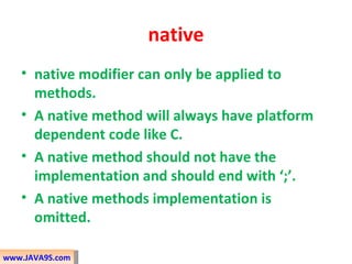Java non access modifiers | PPT