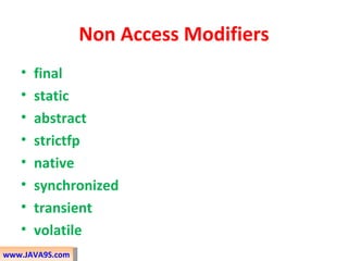 Java non access modifiers | PPT