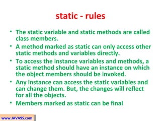 Java non access modifiers | PPT