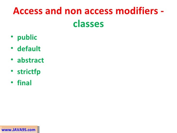 Java Non Access Modifiers