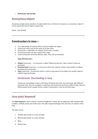 Java notes | All Basics | | PDF