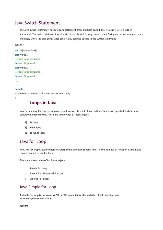 Java notes | All Basics | | PDF