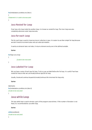Java notes | All Basics | | PDF