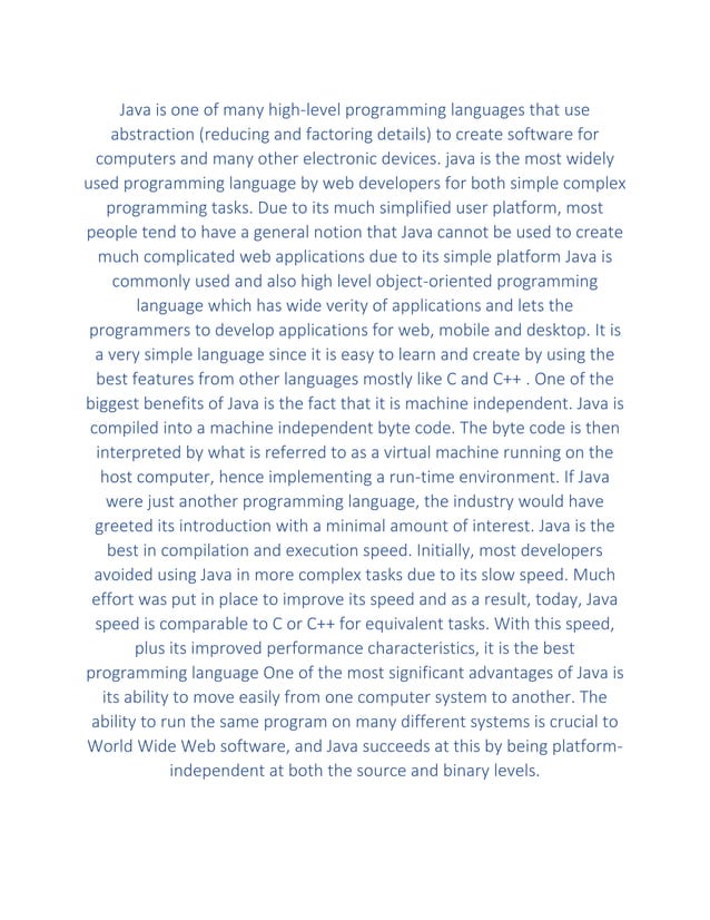 java notes.docx | Programming Languages | Computing