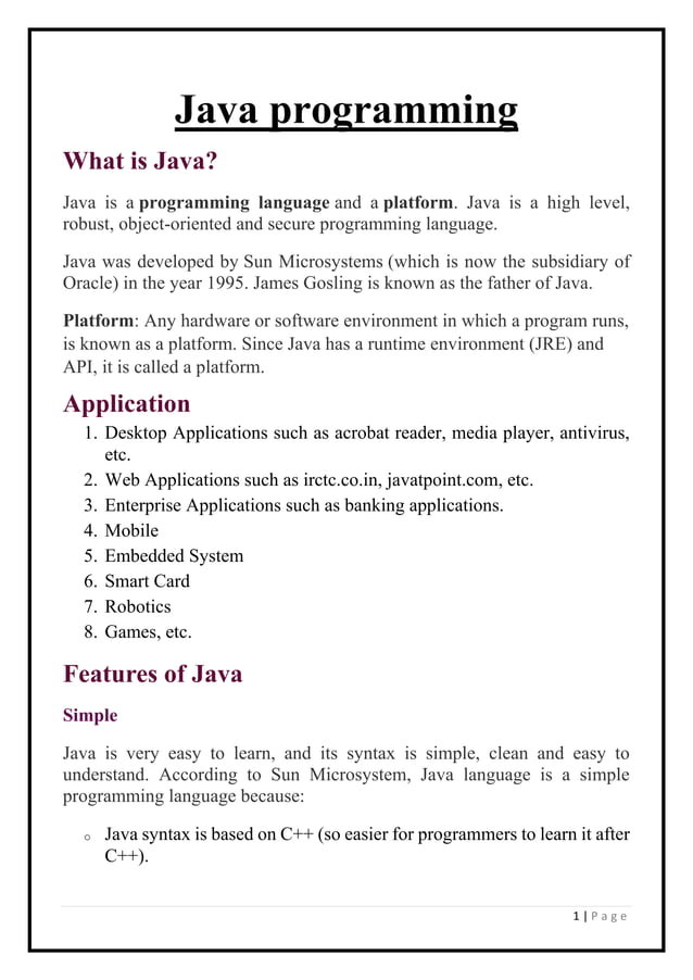 Java Notespdf Programming Languages Computing