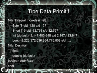 Pelatihan Java - Number & String | PPT