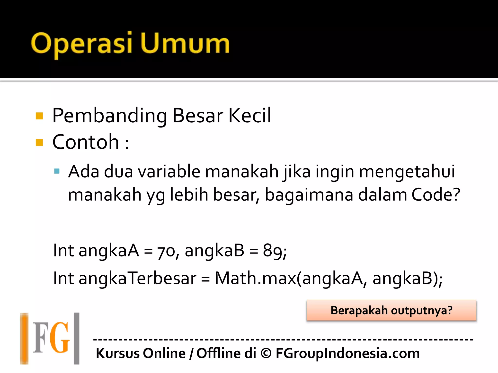Modul Kelas Programming : Java Numbers | PPTX