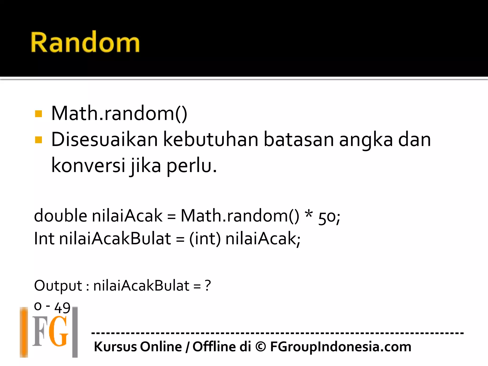 Modul Kelas Programming : Java Numbers | PPTX