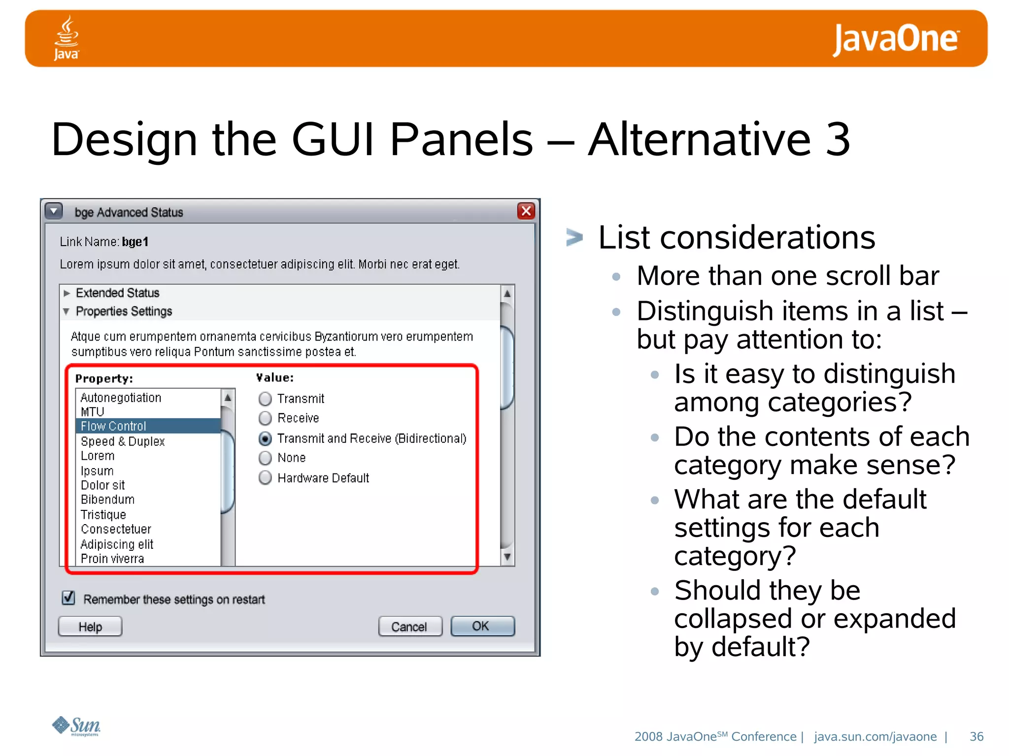 JavaOne 2008: Designing GUIs 101 | PDF