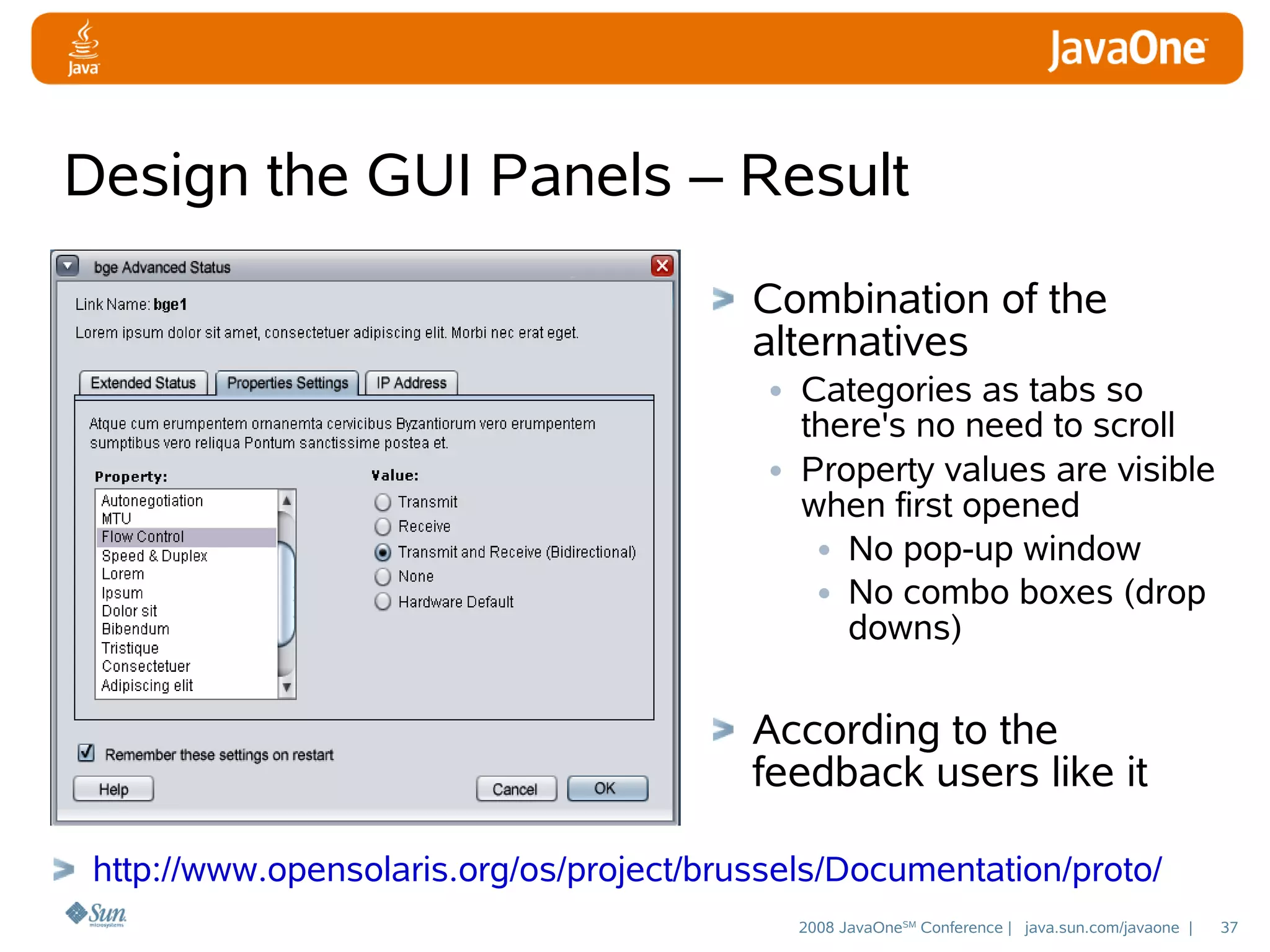 JavaOne 2008: Designing GUIs 101 | PDF