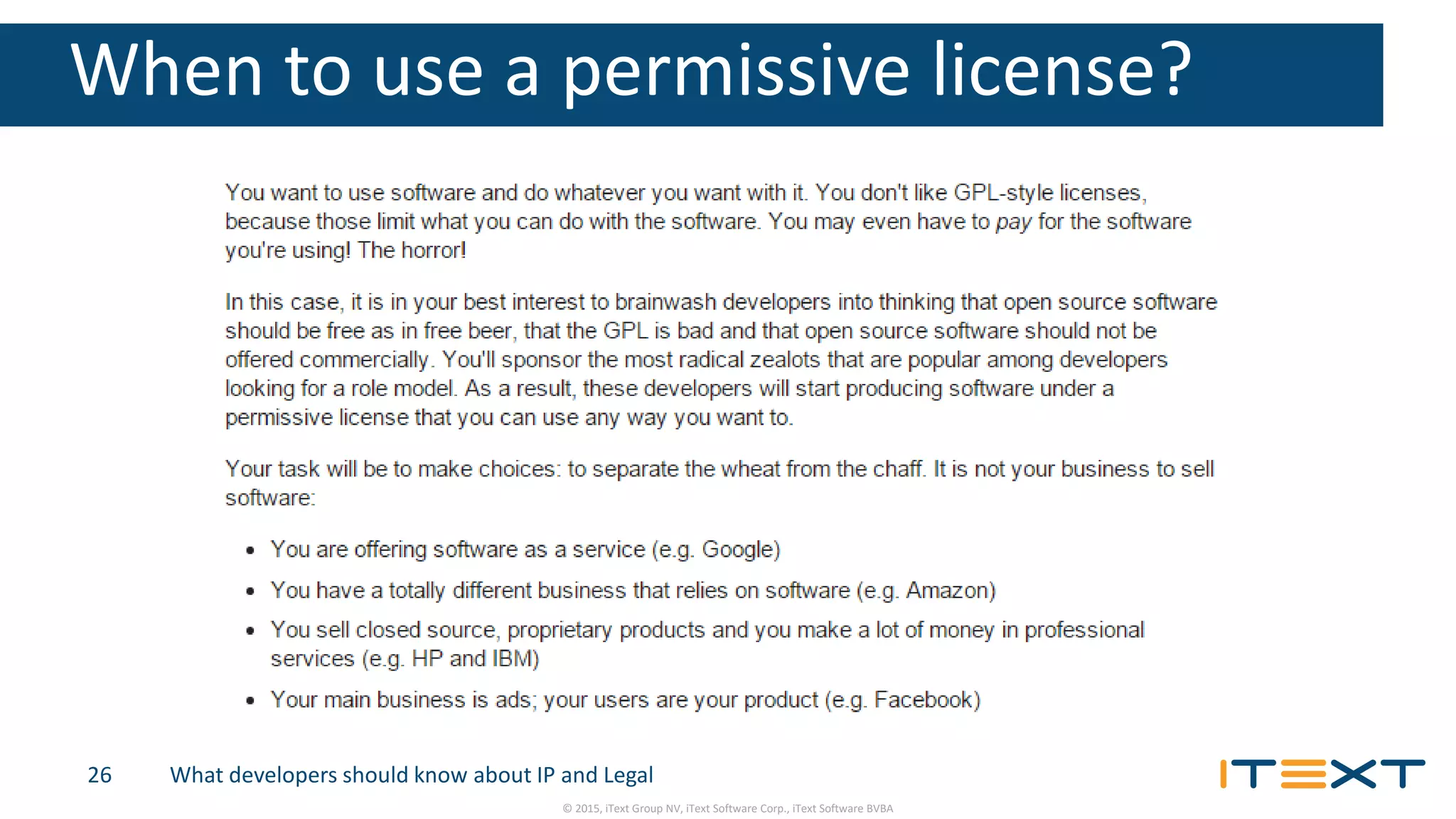 IANAL: what developers should know about IP and Legal | PDF