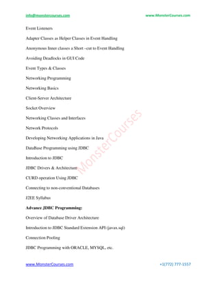 Java Online Training @monstercourses | PDF