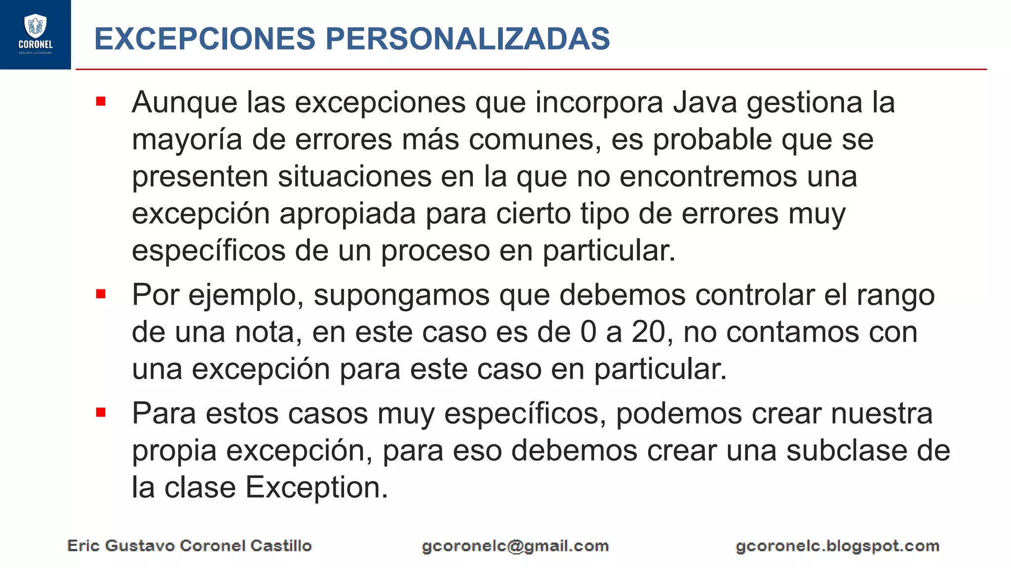 JAVA ORIENTADO A OBJETOS - EXCEPCIONES | PDF | Programming Languages ...