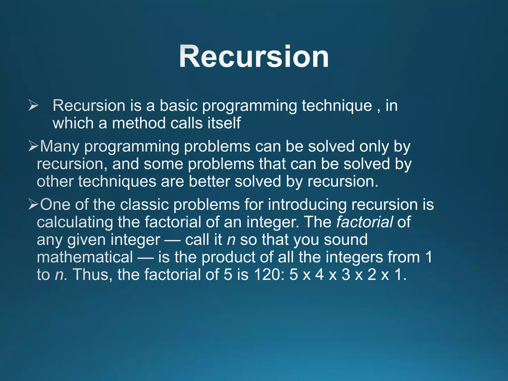 Method Overloading Recursion Passing And Returning Objects From Method New Operator Ppt