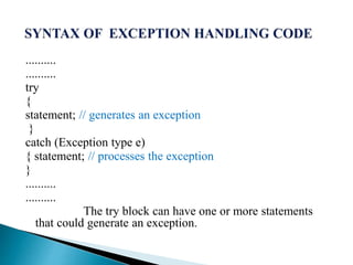 exception handling in java | PPT