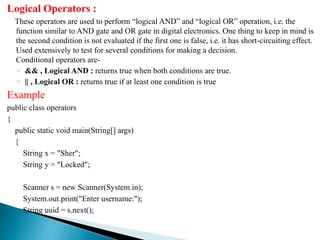Operators | PPTX | Programming Languages | Computing