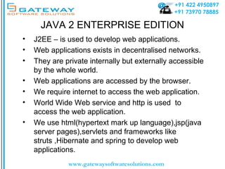 Java Training at Gateway Software Solutions,Coimbatore | PPT