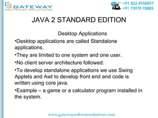Java Training at Gateway Software Solutions,Coimbatore | PPT
