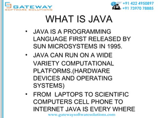 Java Training at Gateway Software Solutions,Coimbatore | PPT