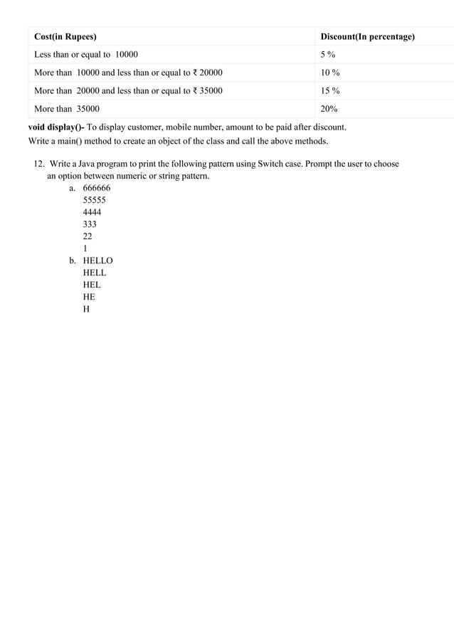 JAVA practical Exam Questions (1).docx | Programming Languages | Computing