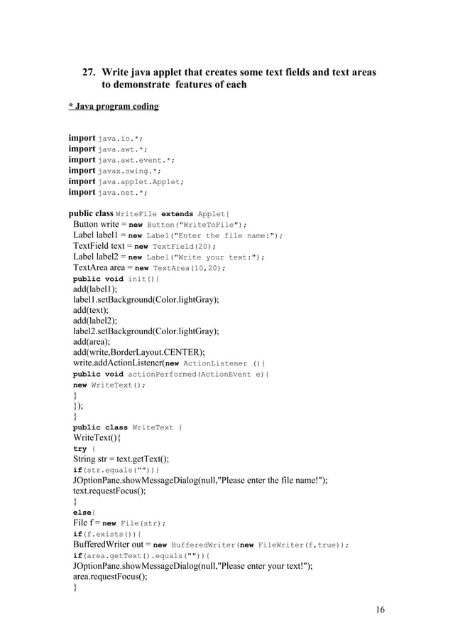 Final JAVA Practical of BCA SEM-5. | DOC