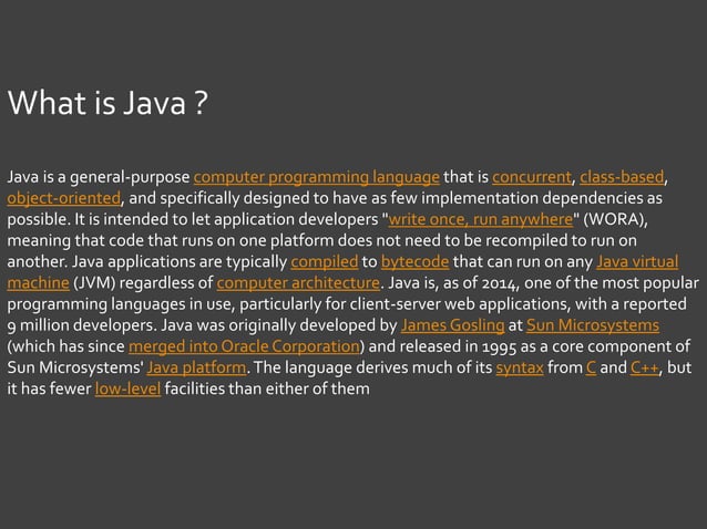 Java presentation | PPTX | Programming Languages | Computing