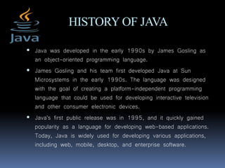 JAVA PRESENTATION.pptx | Programming Languages | Computing