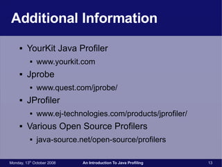 An Introduction To Java Profiling | ODP | Programming Languages | Computing