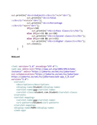 Servlet program to computer students data | PDF