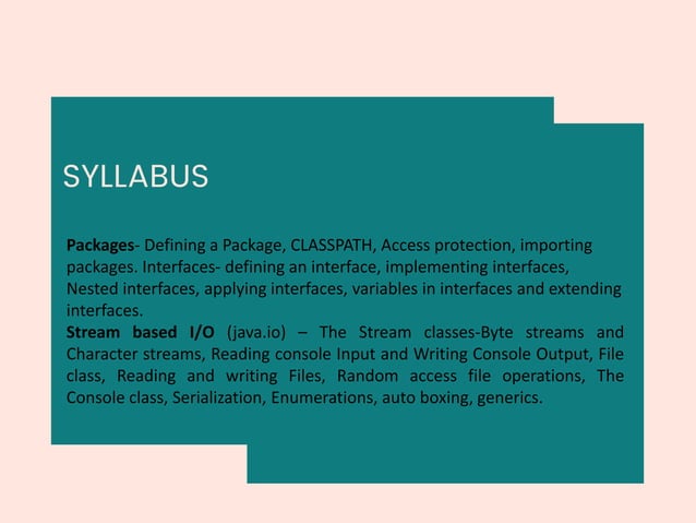 JAVA PROGRAMMING – Packages - Stream based I/O | PPT