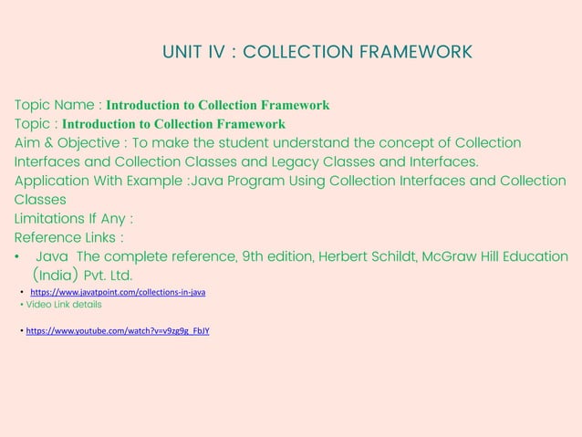 JAVA PROGRAMMING - The Collections Framework | PDF