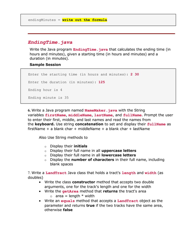 Java programming lab assignments | PDF