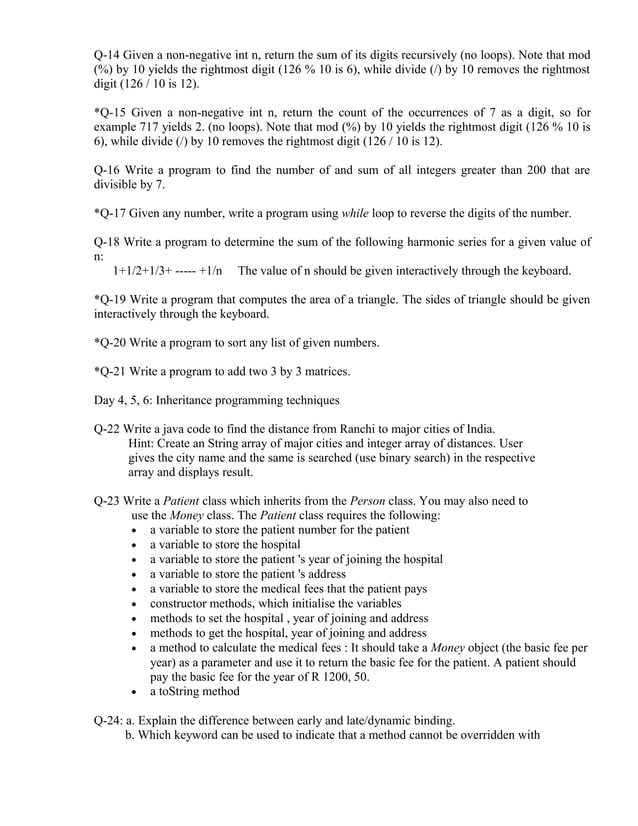Java Programming Lab Assignments