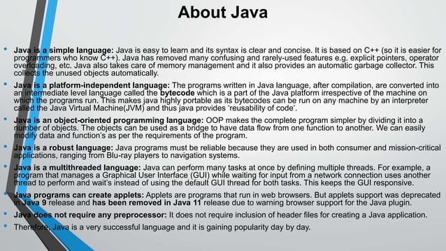 Java programming language | PPT