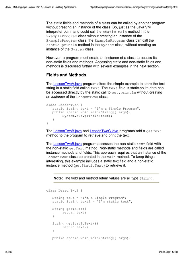 Java programming language basics | PDF Java programming language basics | PDF