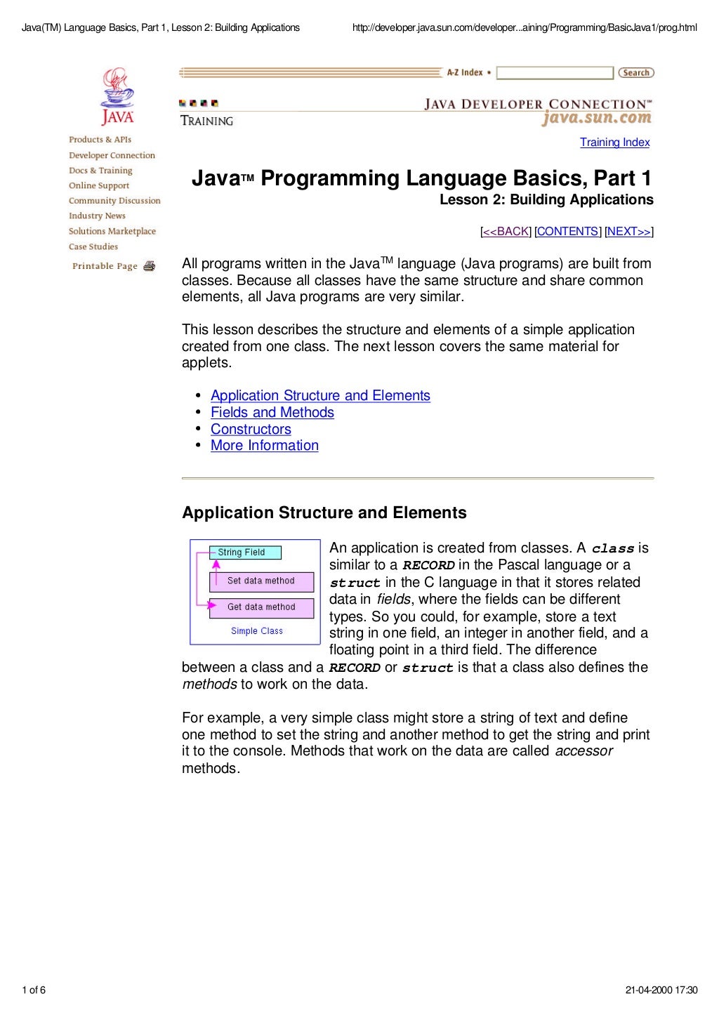 Java programming language basics