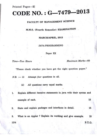 Java programming mms bamu | PDF
