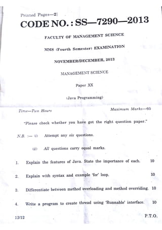 Java programming mms bamu | PDF