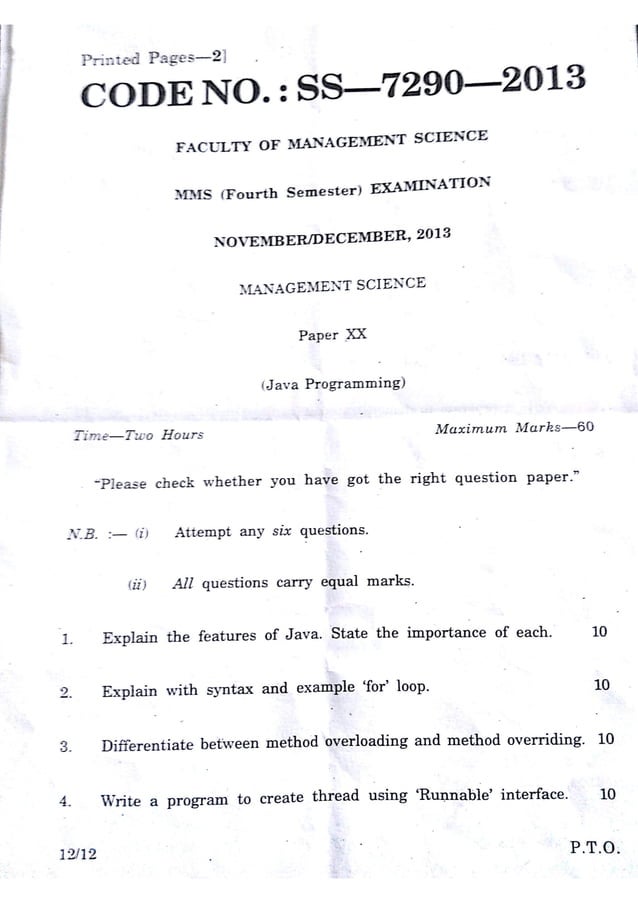 Java programming mms bamu | PDF