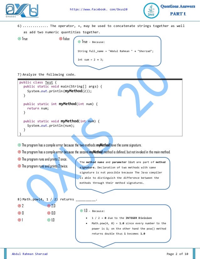Java Programming Questions And Answers Part I By Oxus20
