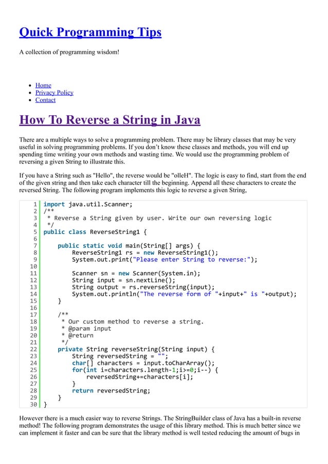 Java programming tips | PDF