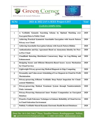 JAVA PROJECTS TITLES 2022-23.pdf | Databases | Computer Software and Applications